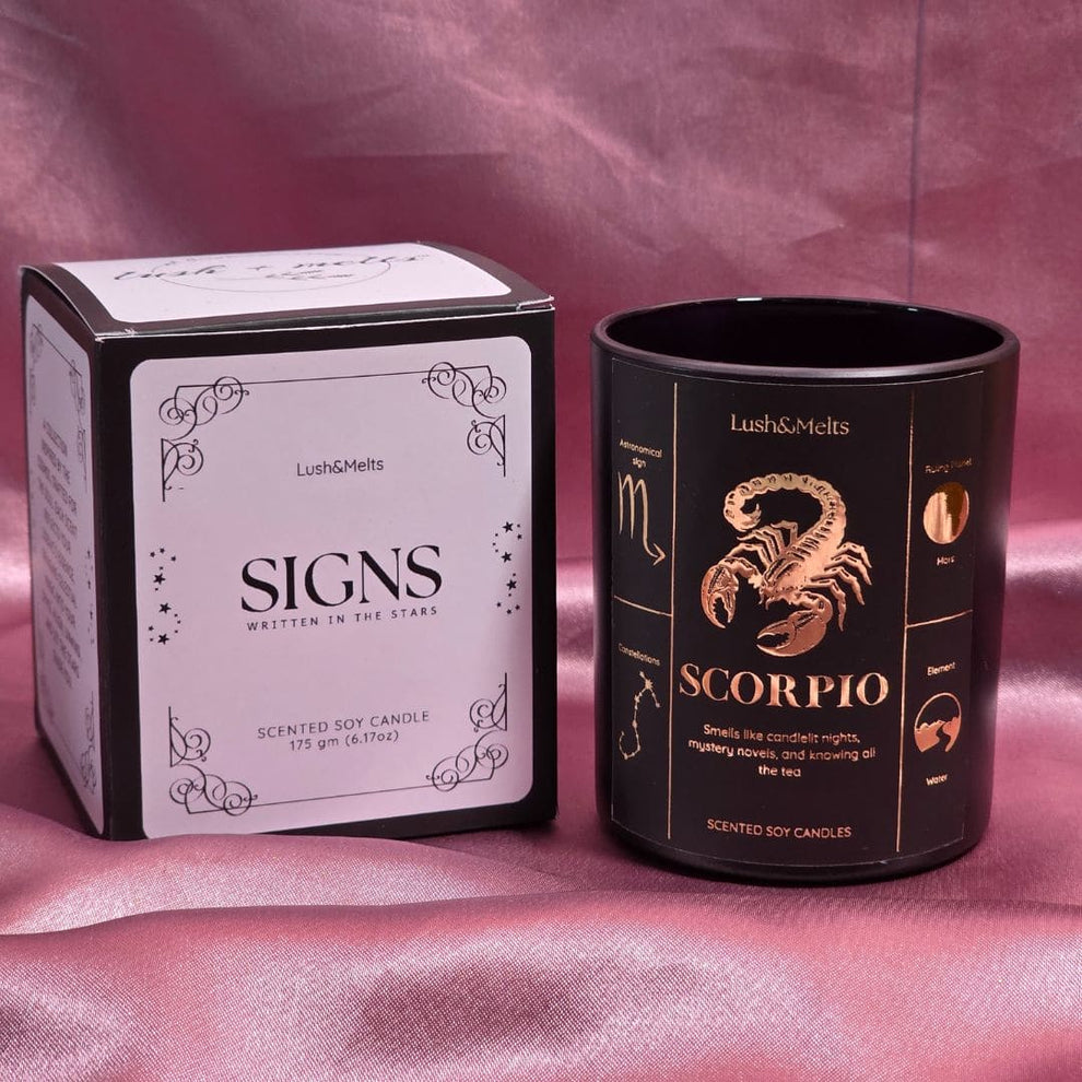 Scorpio Zodiac Candle - SIGNS – Lush & Melts: Premium Soy Wax Candles ...